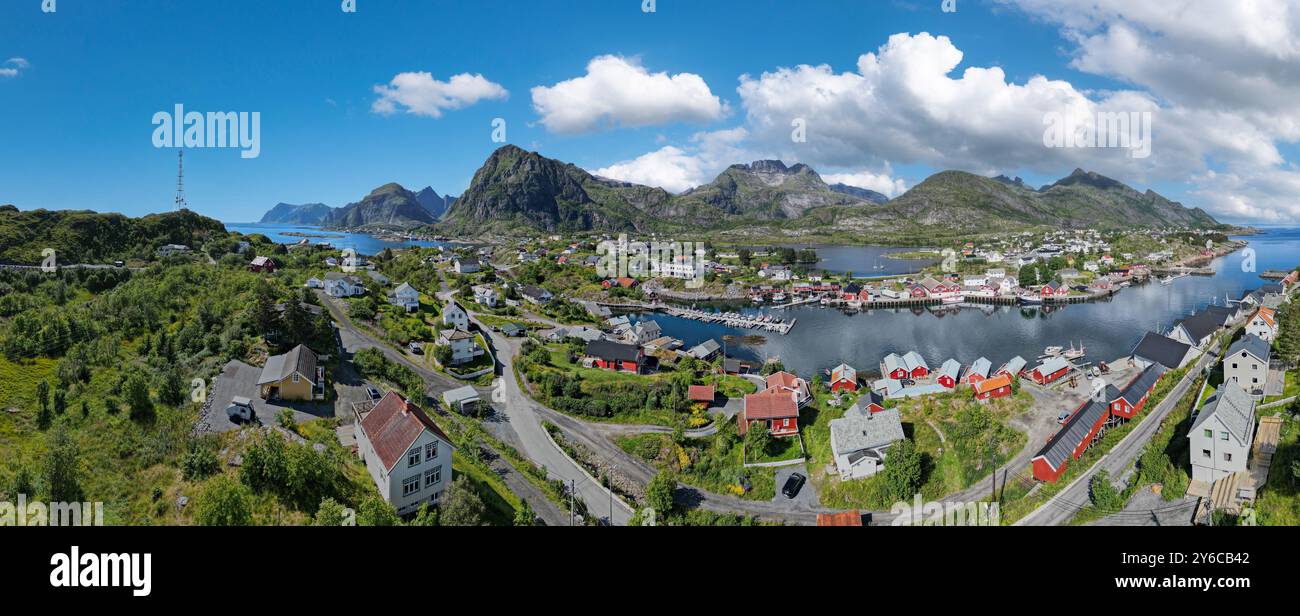 Aerial view, panorama with village view amidst lush landscape at ...
