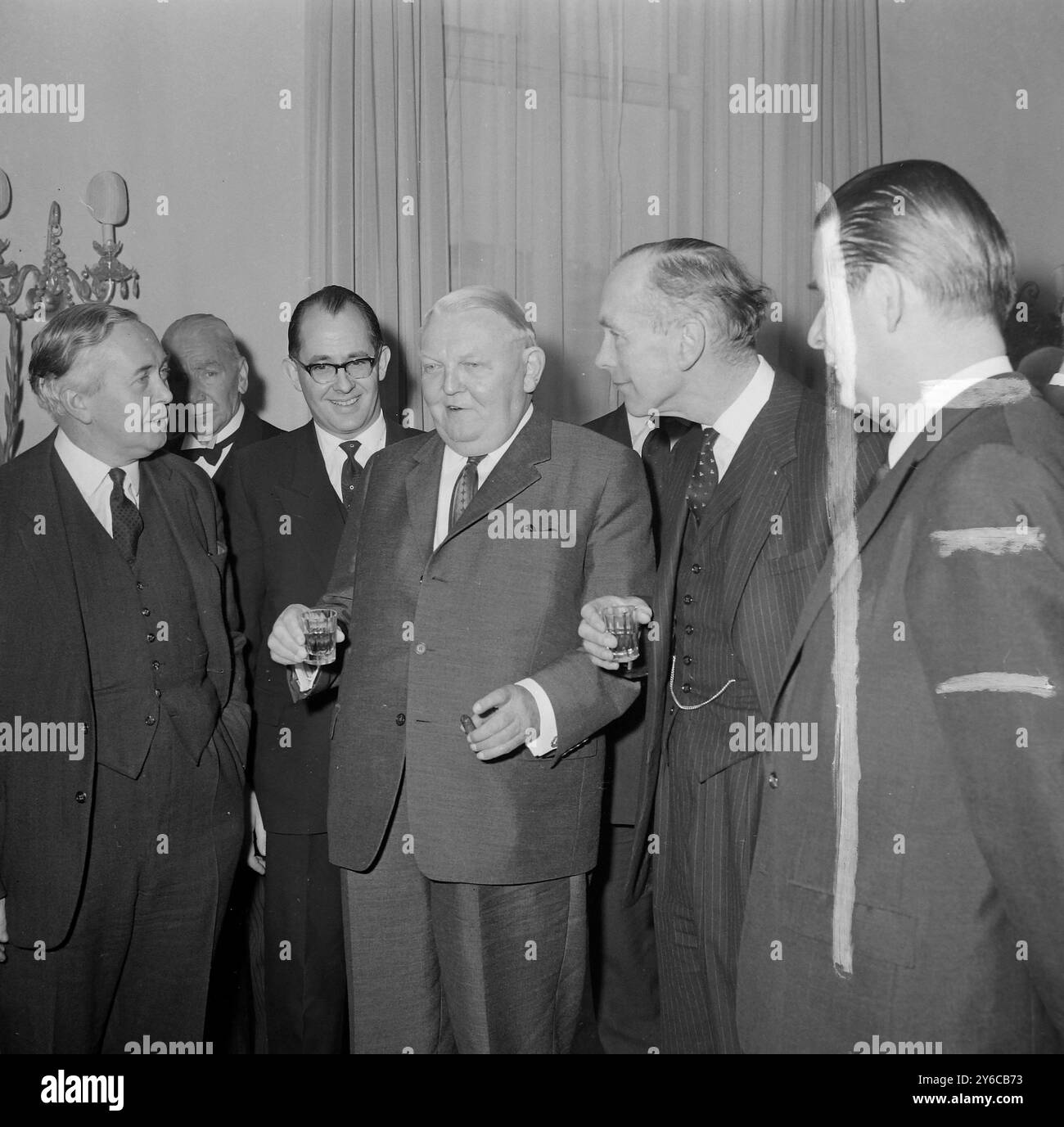 BRITISH PRIME MINISTER LORD ALEC DOUGLAS HOME WITH LUDWIG GERHARD & HAROLD WILSON IN LONDON ...