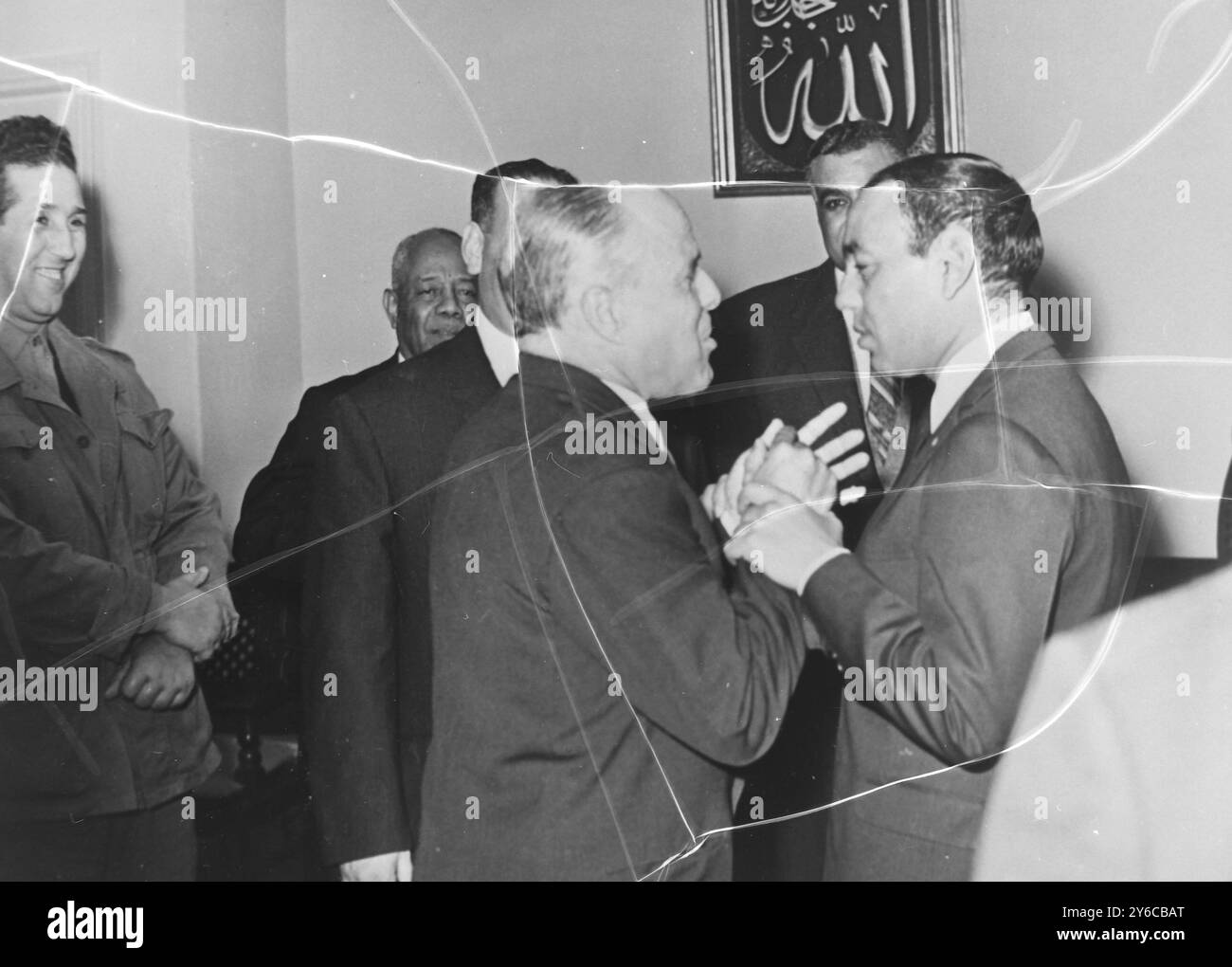 KING HASSAN II WITH AHMED BEN BELLA AT PAN ARAB SUMMIT IN CAIRO ; 15 ...