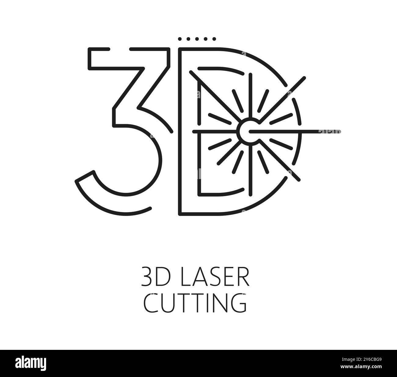 Laser 3d cutting metalwork industry line icon. CNC marking metalwork ...