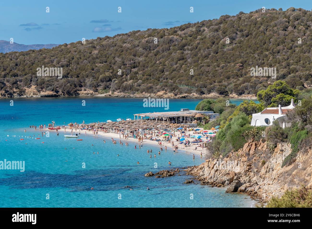Aerial view of the famous Tuerredda beach, Teulada, Sardinia, Italy ...