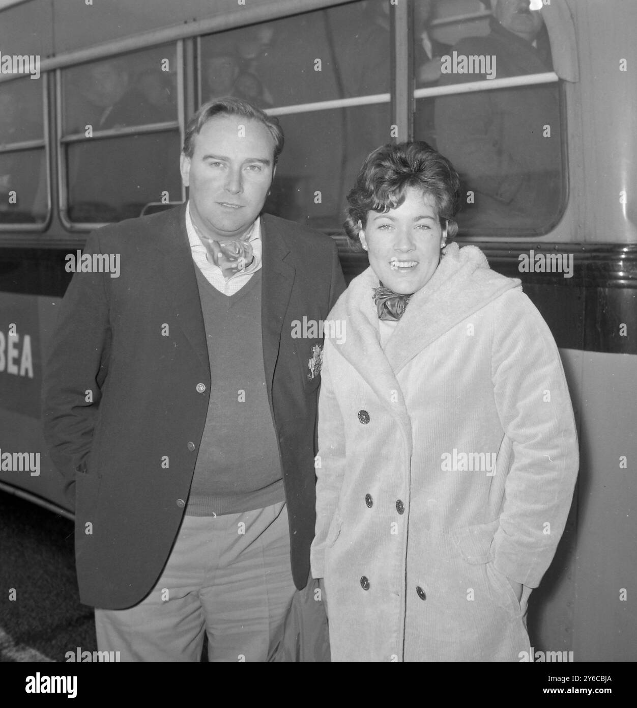 RALLY DRIVERS PAT MOSS WITH ERIC CARLSSON AT LONDON AIRPORT ; 13 ...