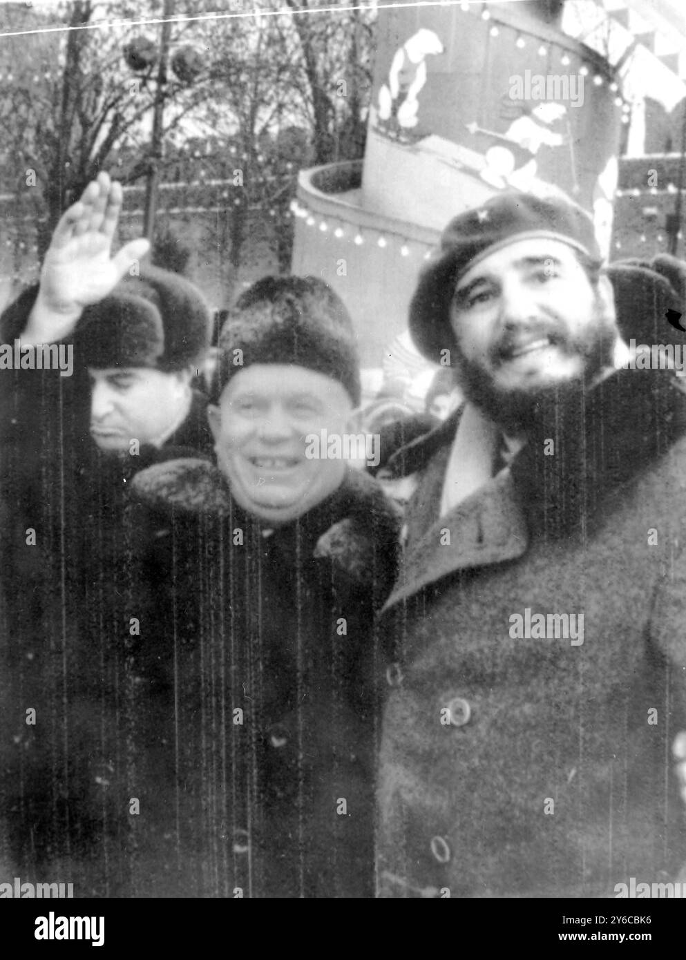 SOVIET PRIME MINISTER NIKITA KHRUSHCHEV WITH CUBAN PREMIER FIDEL CASTRO ...