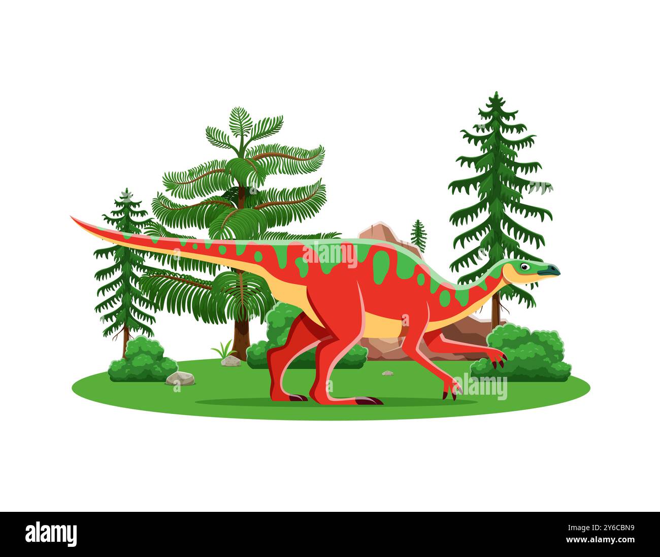 Anatotitan cartoon prehistoric dinosaur character. Isolated vector ...