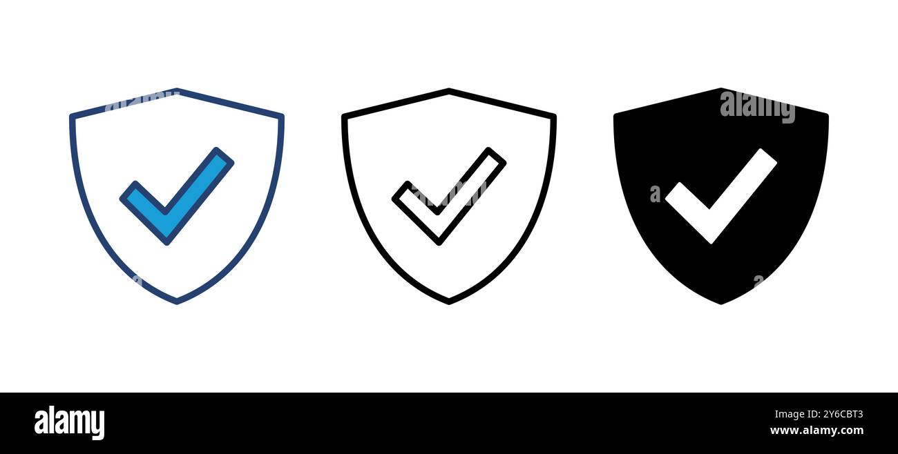 Shield check mark icon vector. Protection approve sign. Safe icon ...