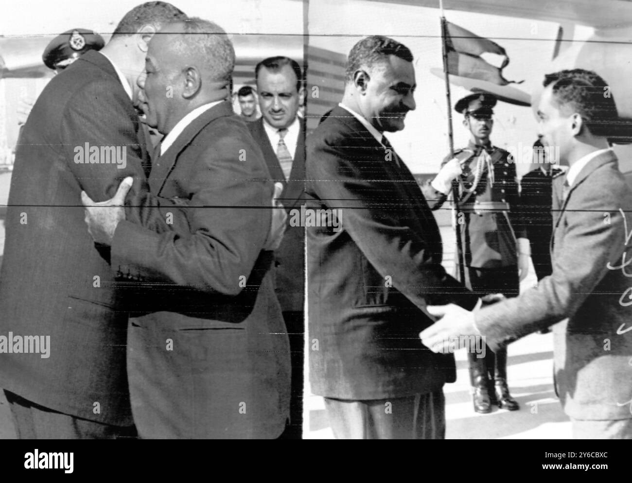 PRESIDENT OF UNITED ARAB REPUBLIC GAMAL ABDUL NASSER WITH YEMENI ...
