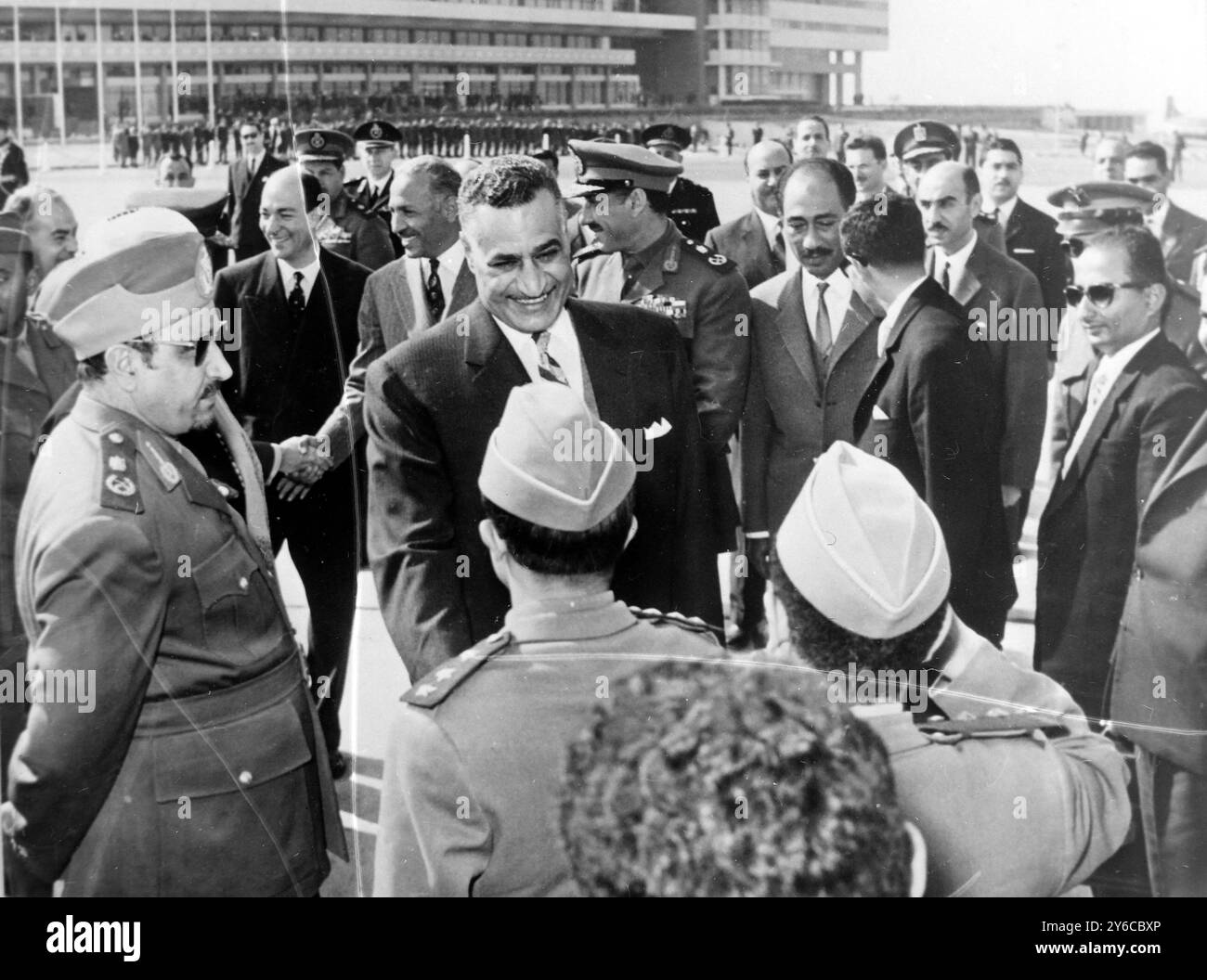 PRESIDENT OF UNITED ARAB REPUBLIC GAMAL ABDUL NASSER WITH YEMENI ...