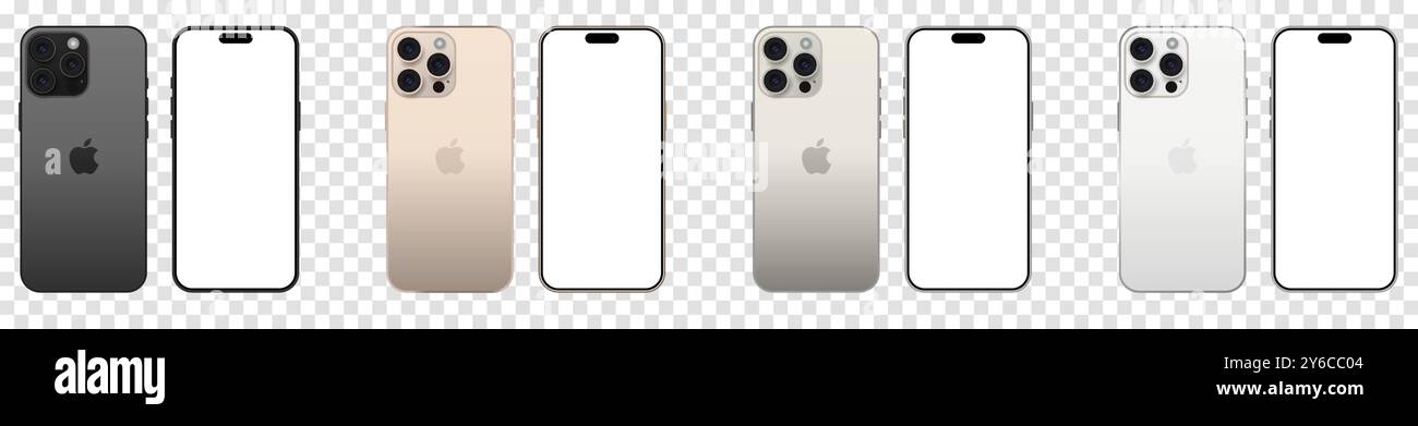 New Apple iPhone 16 Pro in different colors. Black Titanium, White ...