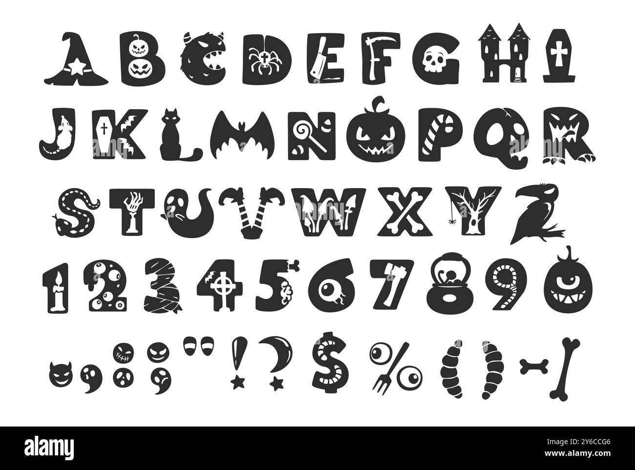 Halloween font mystery type, horror alphabet typeface vector typography ...