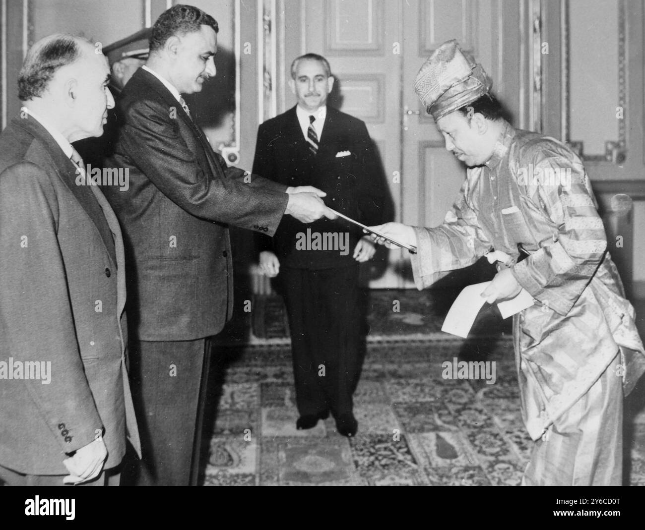 PRESIDENT OF UNITED ARAB REPUBLIC GAMAL ABDUL NASSER WITH RAHMAN TUNKU ...