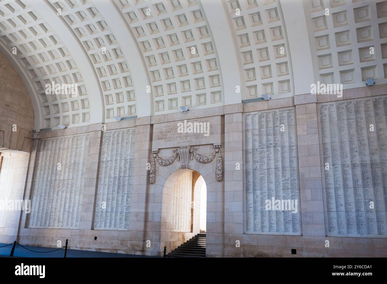 Ypres, Belgium - July 8, 2010 : Inside the Menin Gate (Menenpoort). The ...