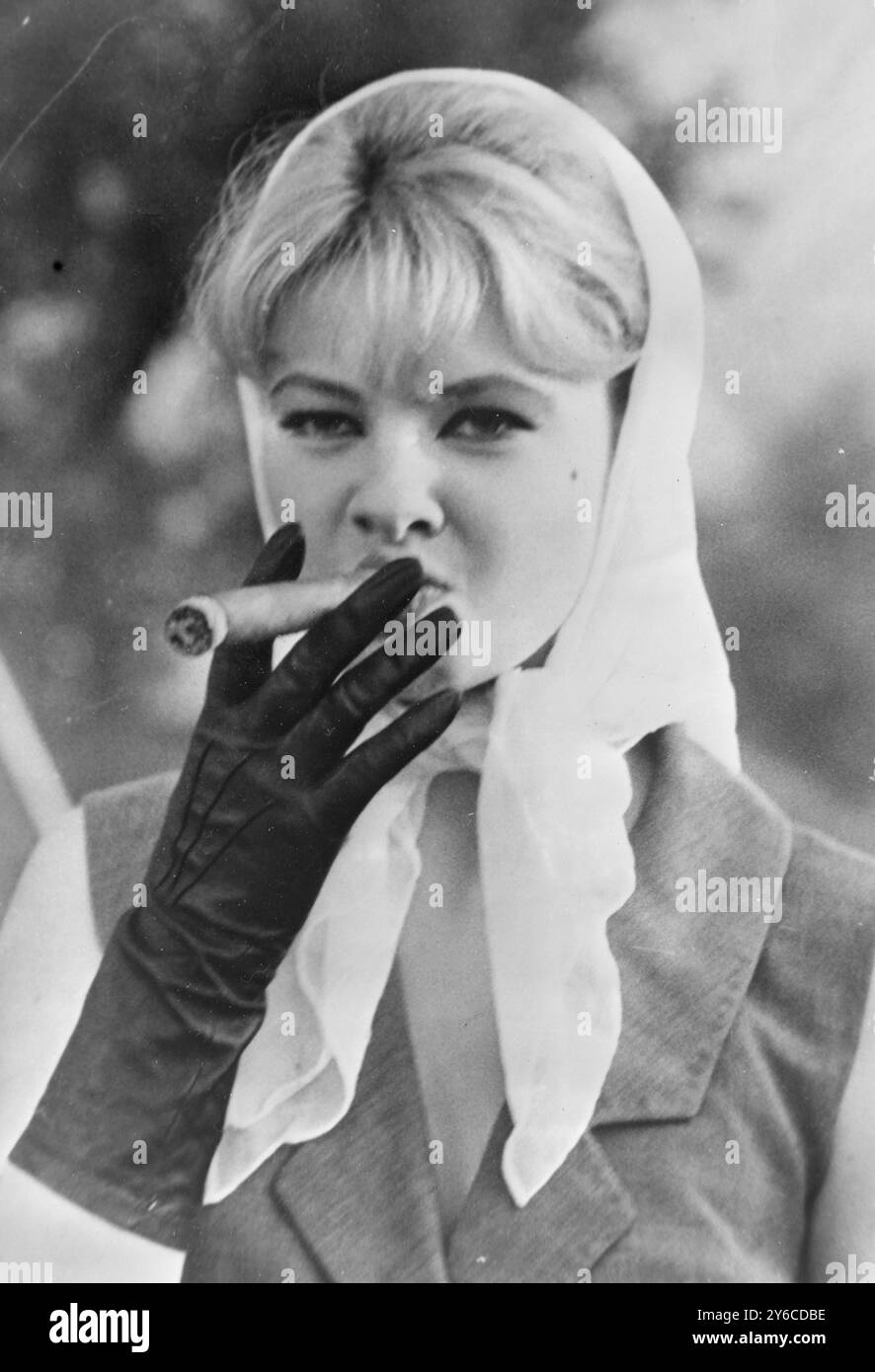 MANDY RICE-DAVIES WITH A BIG CIGAR IN NICE / ; 3 JANUARY 1964 Stock ...