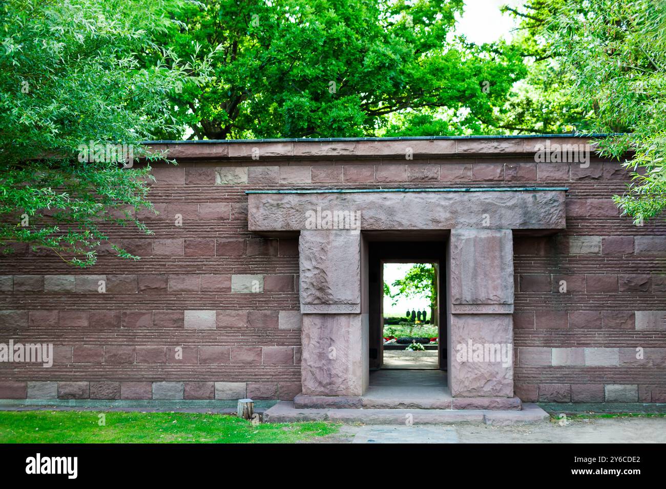 German Military Cemetery at Langemark, Belgium. Entrance to the burial ...