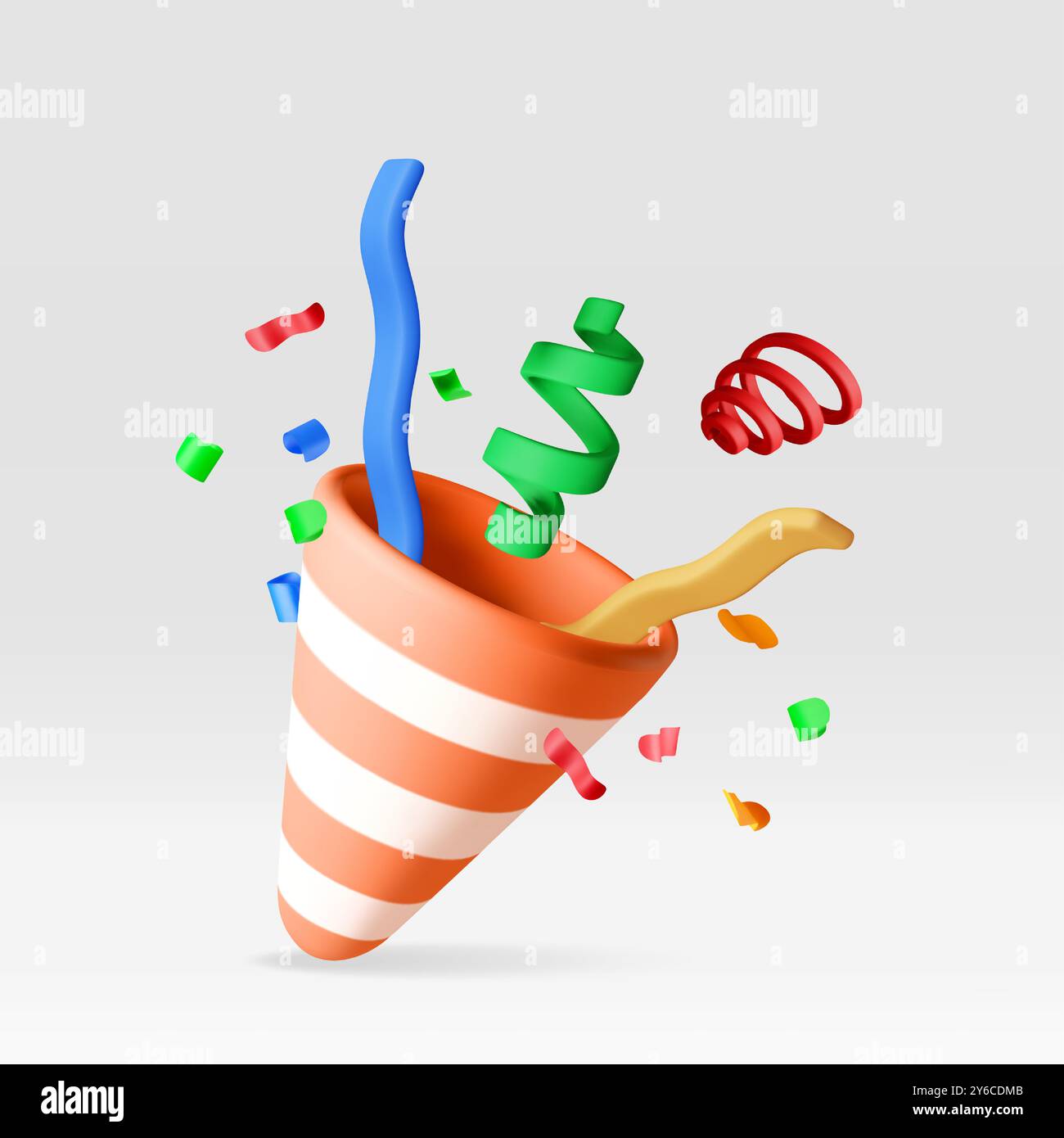 3D party popper with confetti isolated on white Stock Vector Image ...