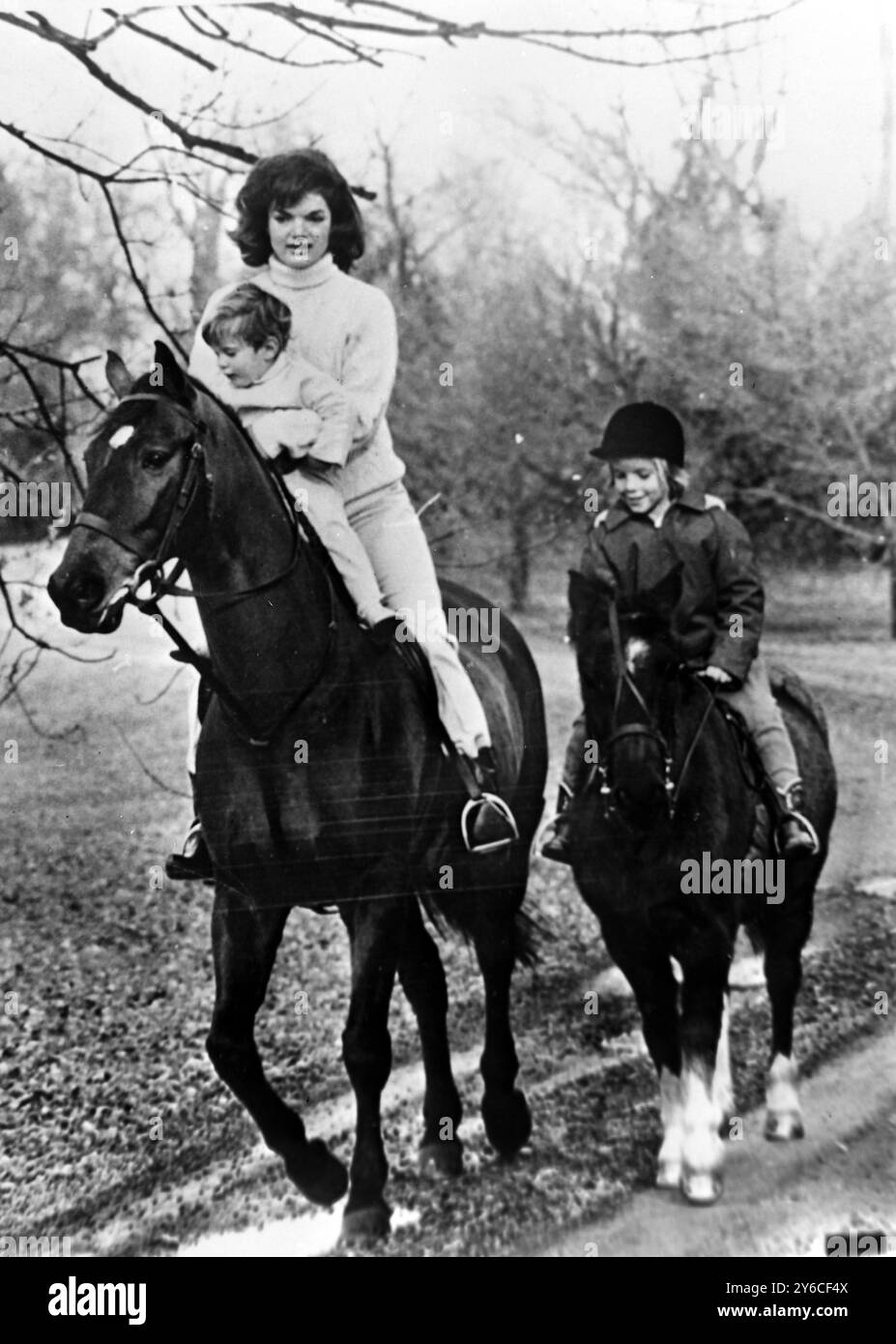 JACQUELINE JACKIE KENNEDY WITH CHILDREN JOHN AND CAROLINE IN MIDDLEBURG ...