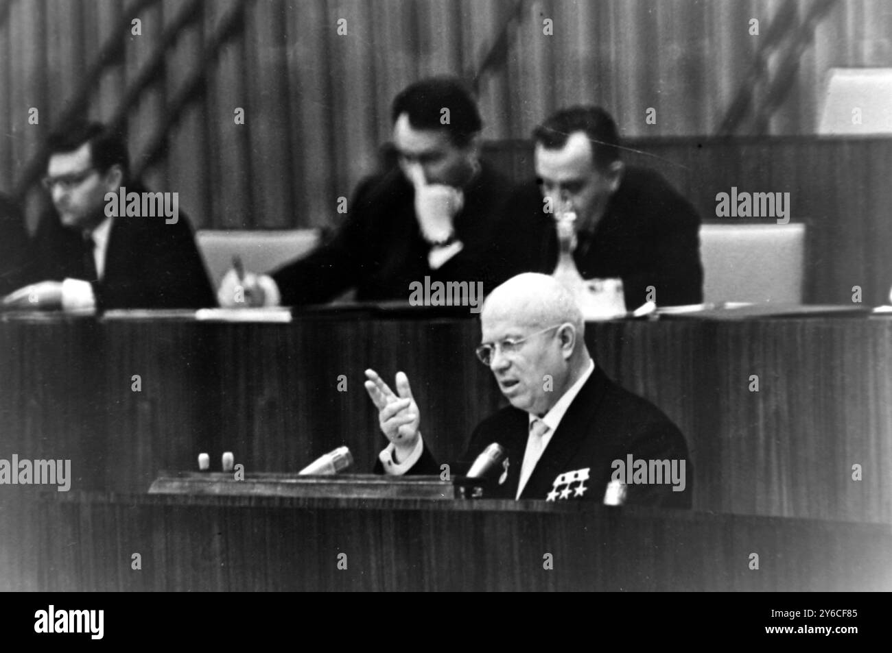 SOVIET PRIME MINISTER NIKITA KHRUSHCHEV AT CENTRAL COMMITTEE PLENUM IN ...