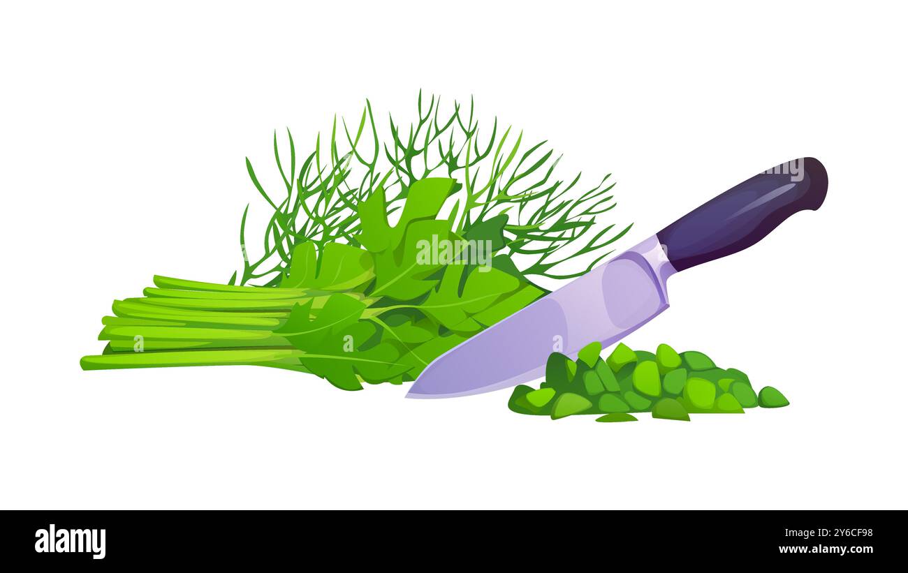 Chef cook cutting parsley on Cut Out Stock Images & Pictures - Alamy