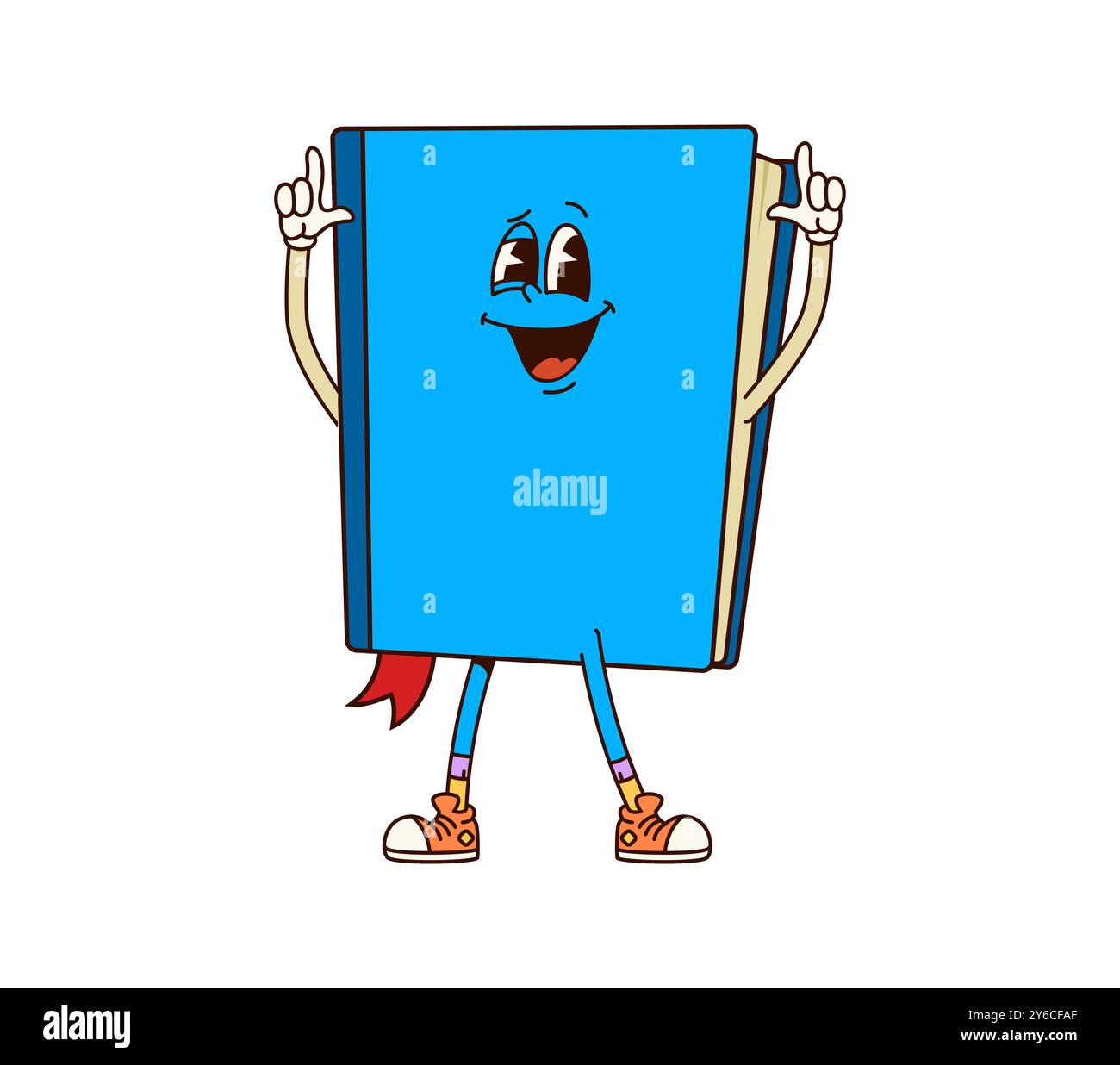 Book groovy character. Isolated cartoon vector school notebook with ...