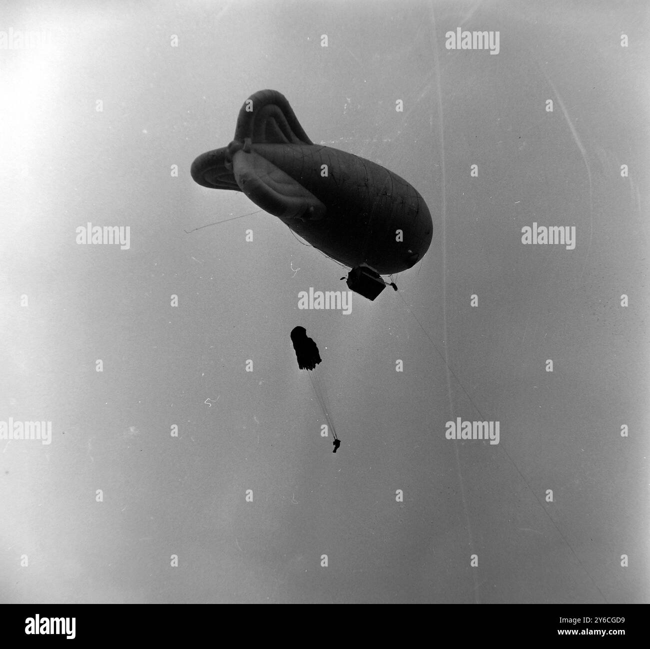 PARACHUTE TEST JUMP IN WAR TIME STYLE IN OXFORD ; 12 DECEMBER 1963 ...