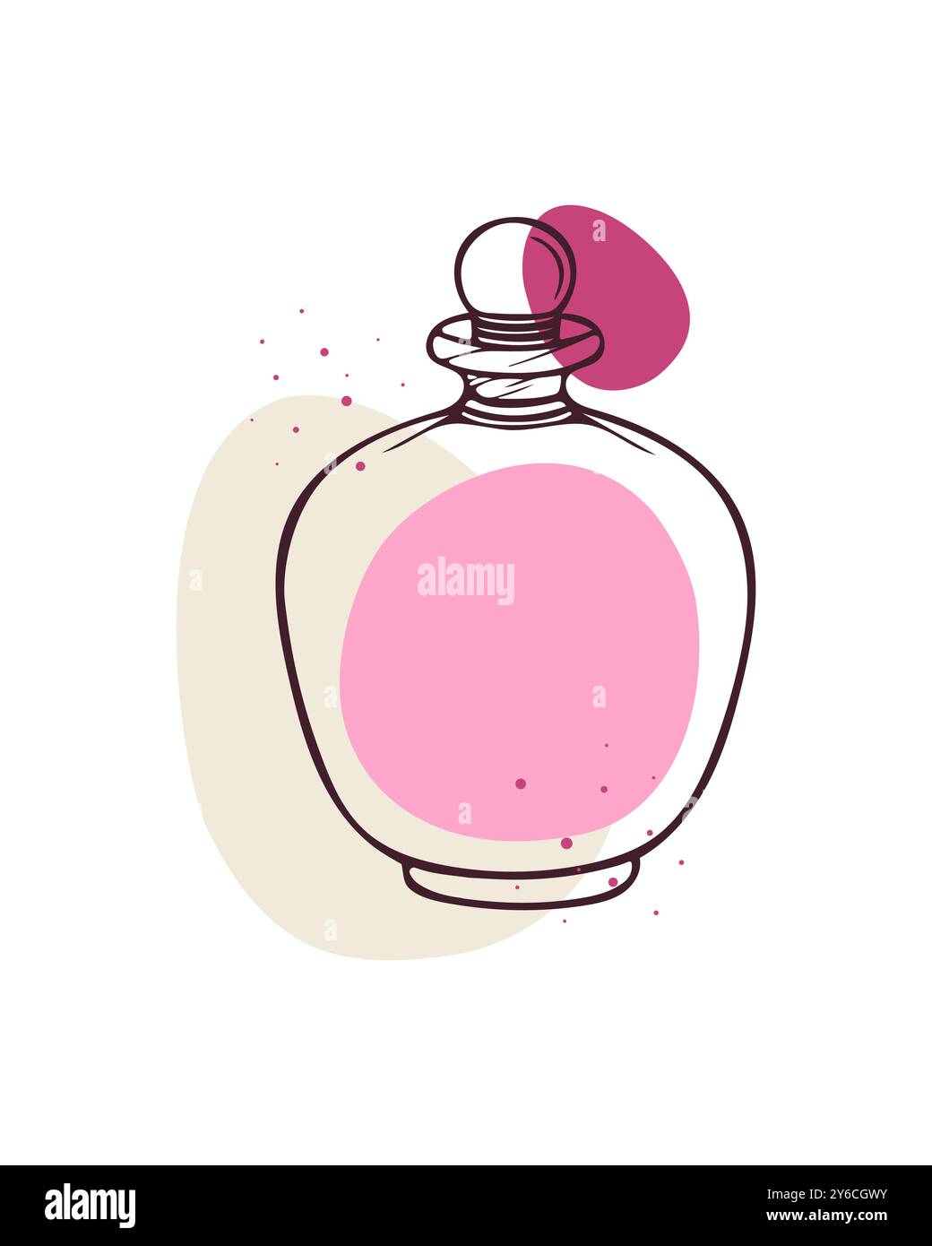 Womans perfume bottle with abstract pink shapes on minimalistic ...