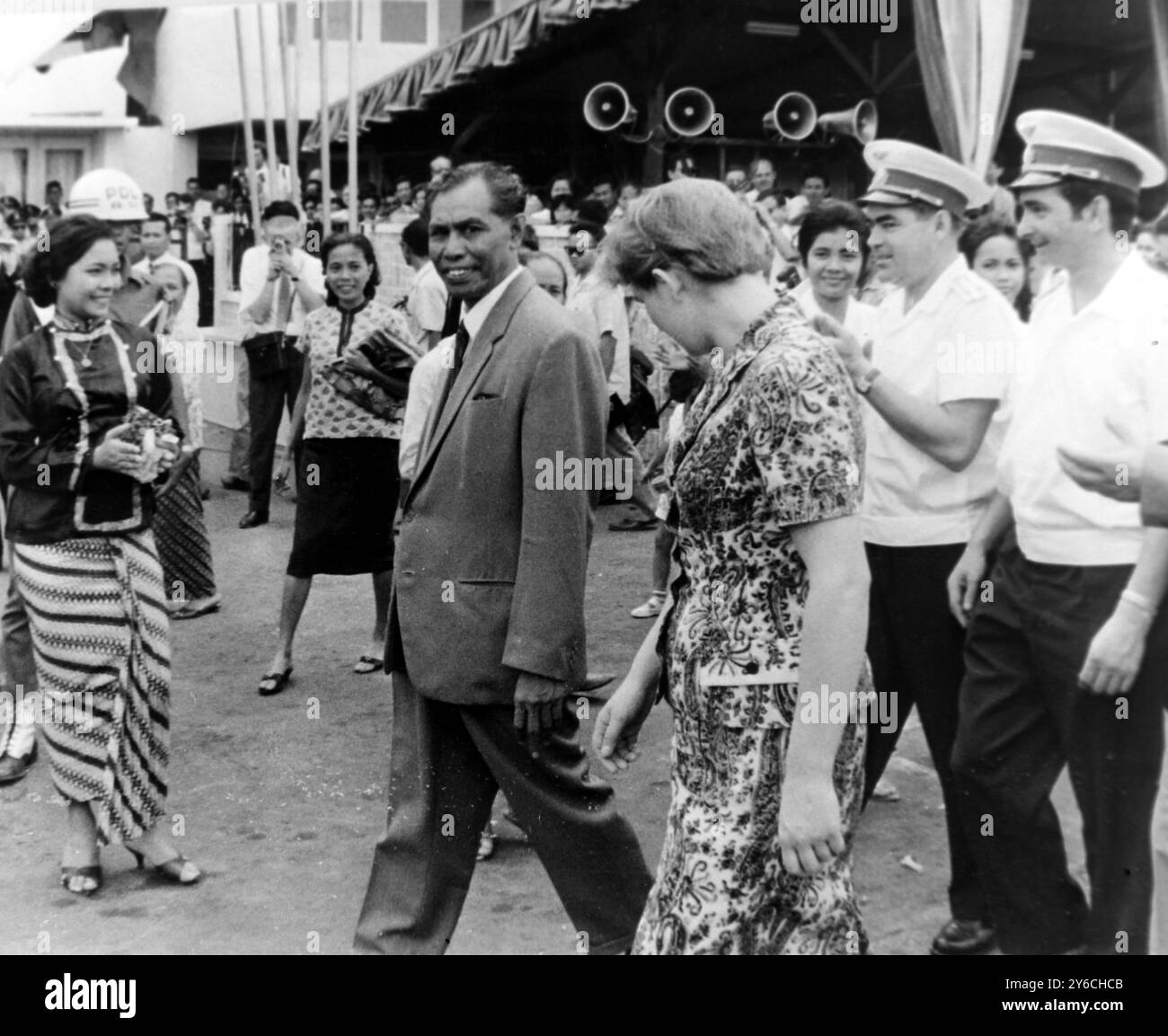 NATRIAN NIKOLAYEV WITH WIFE VALENTINA AND VALERY BYKOVSKY IN DJAKATA ...