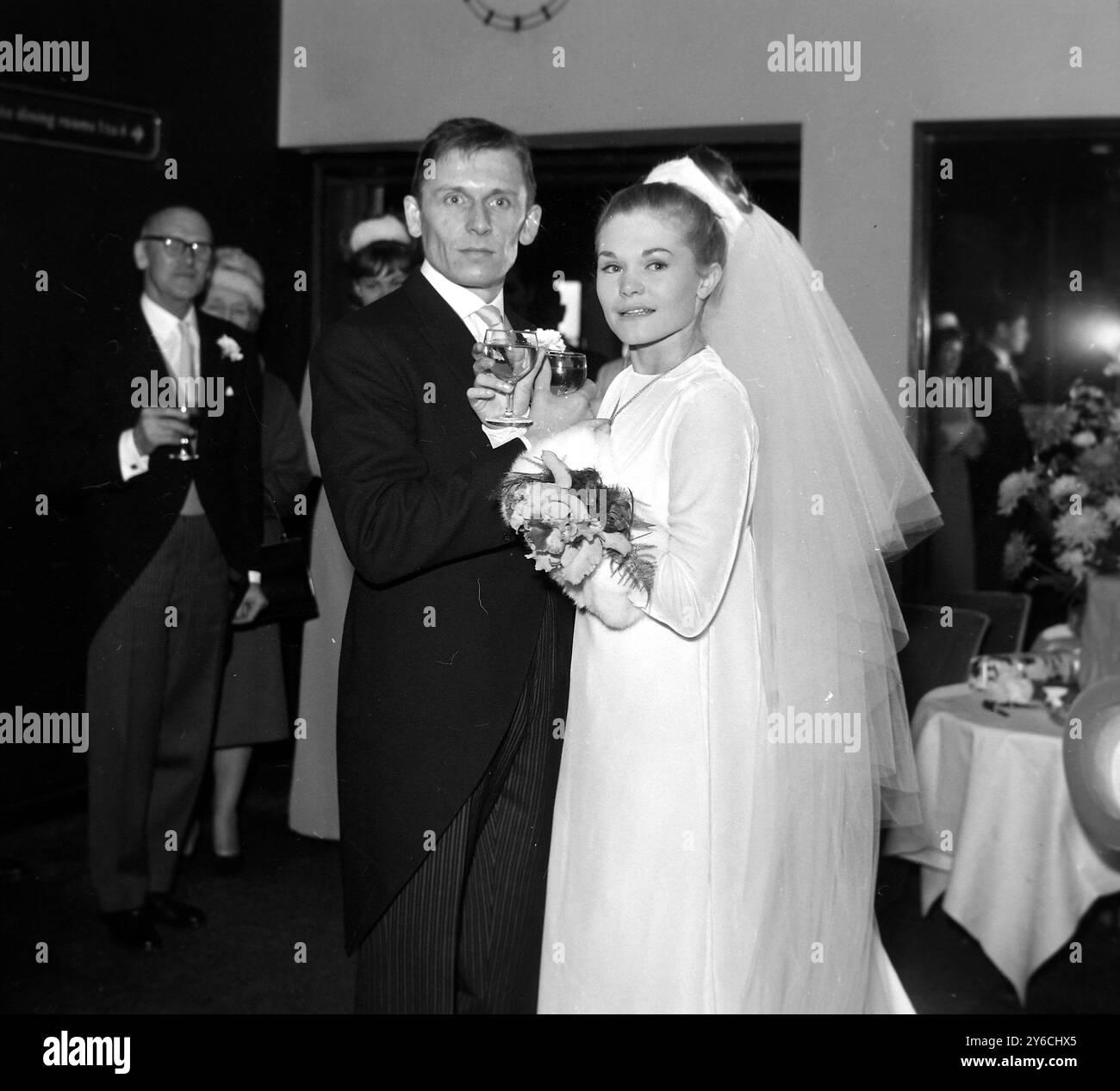 WEDDING OF ALAN DOBIE & ACTRESS MAUREEN SCOTT TOAST EACH OTHER IN ...
