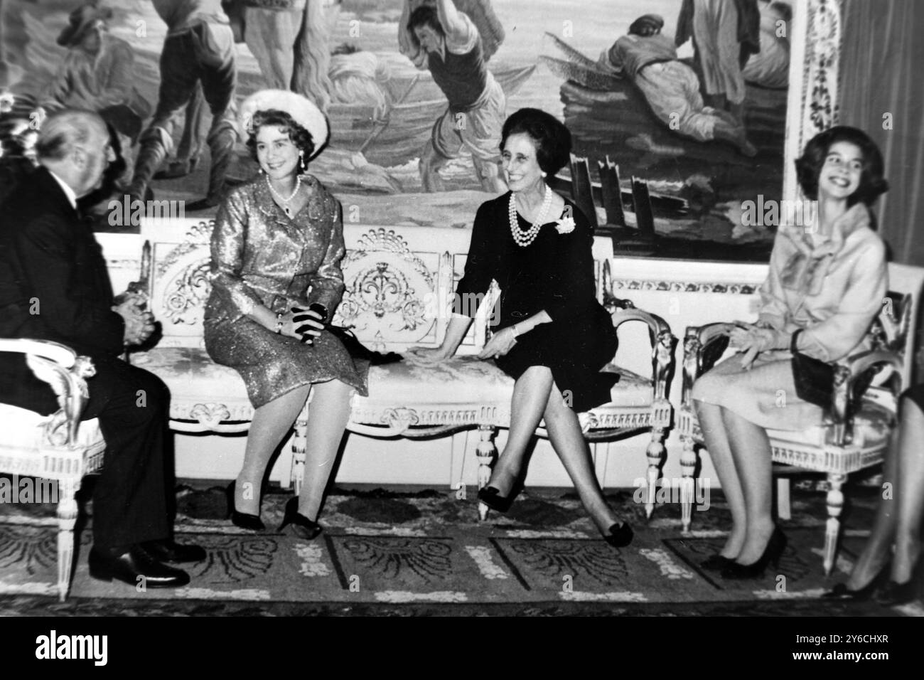 QUEEN FREDERIKA, PRINCESS IRENE, GENERAL FRANCISCO FRANCO WITH WIFE IN ...