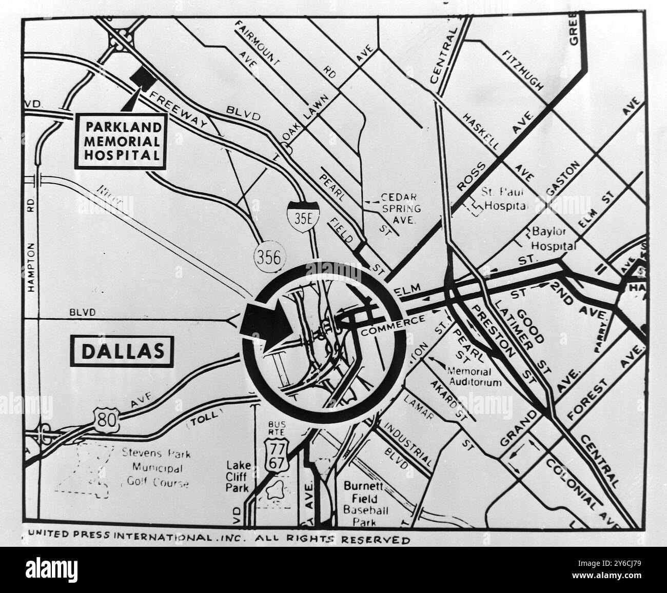 MAP OF KENNEDY'S ASSASINATION IN DALLAS ; 29 NOVEMBER 1963 Stock Photo ...