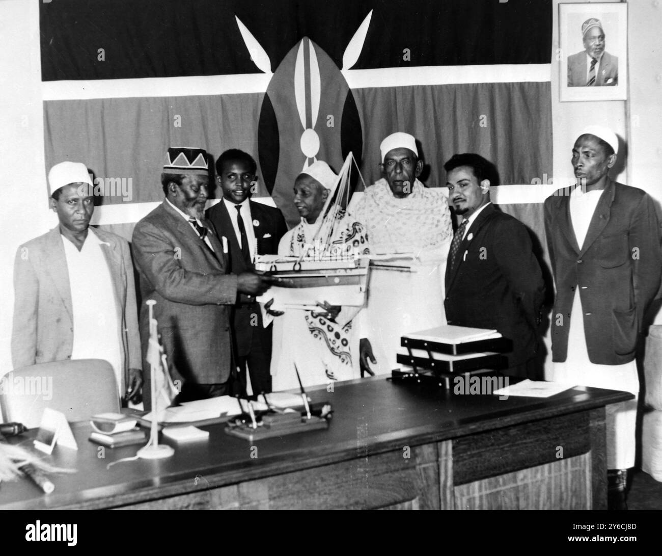 KENYAN PREMIER AFRICAN LEADER JOMO KENYATTA AT PRESENTATION SCENE IN ...