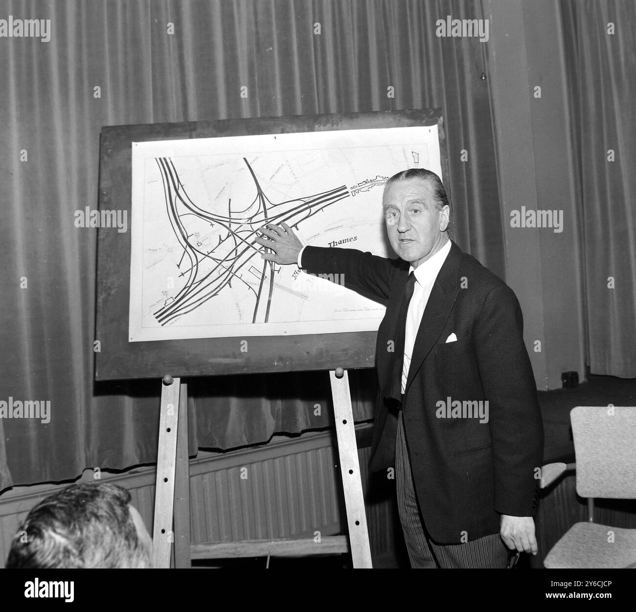 BRITISH MINISTER OF TRANSPORT ERNEST MARPLES SHOWING PRESS THE FUTURE ...