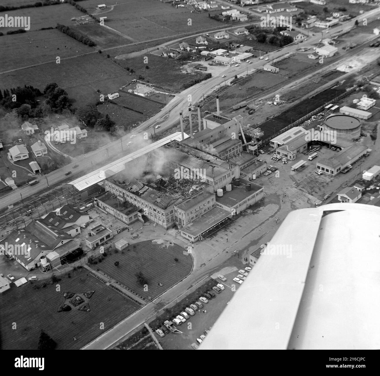 DAIRY COMPANY ON FIRE IN NEW ZEALAND ; 25 NOVEMBER 1963 Stock Photo - Alamy
