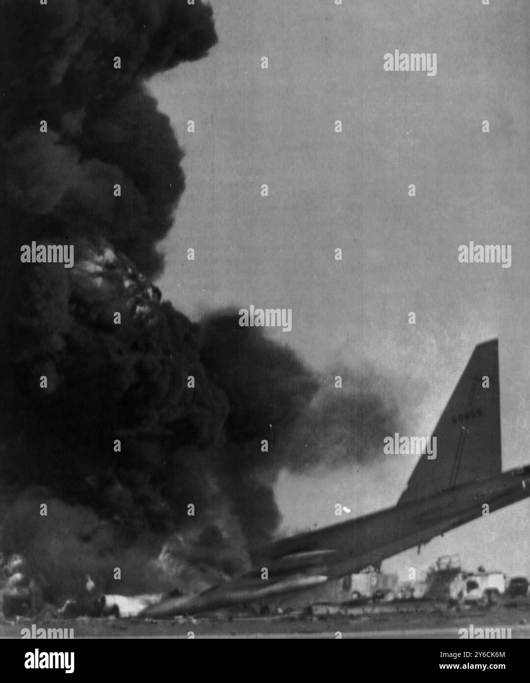 AVIATION SMOKE RISES FROM AIR FORCE BOEING B-52 STRATOFORTRESS IN ...