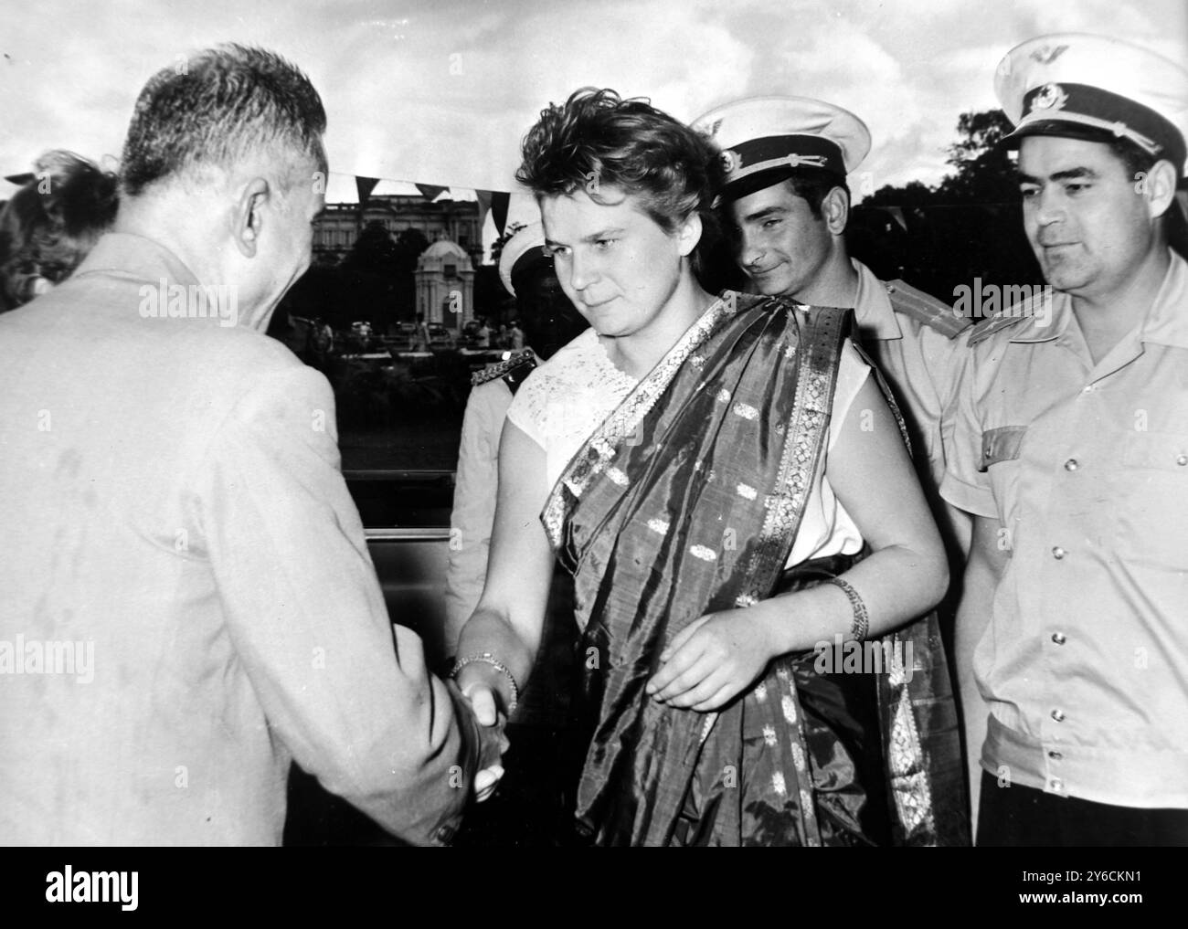 VALENTINA TERESHKOVA WITH ANDRIAN NIKOLAIEV AND GHULAM MOHAMMED BASHA ...