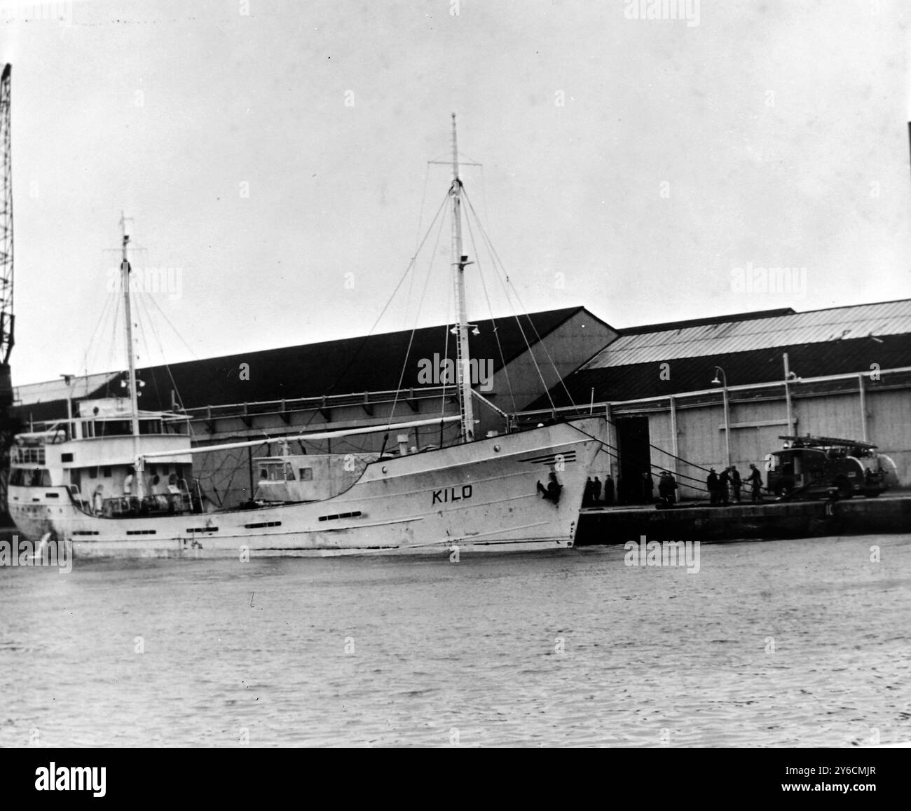 DUTCH CARGO SHIP AFIRE IN SWANSEA ; 18 NOVEMBER 1963 Stock Photo - Alamy