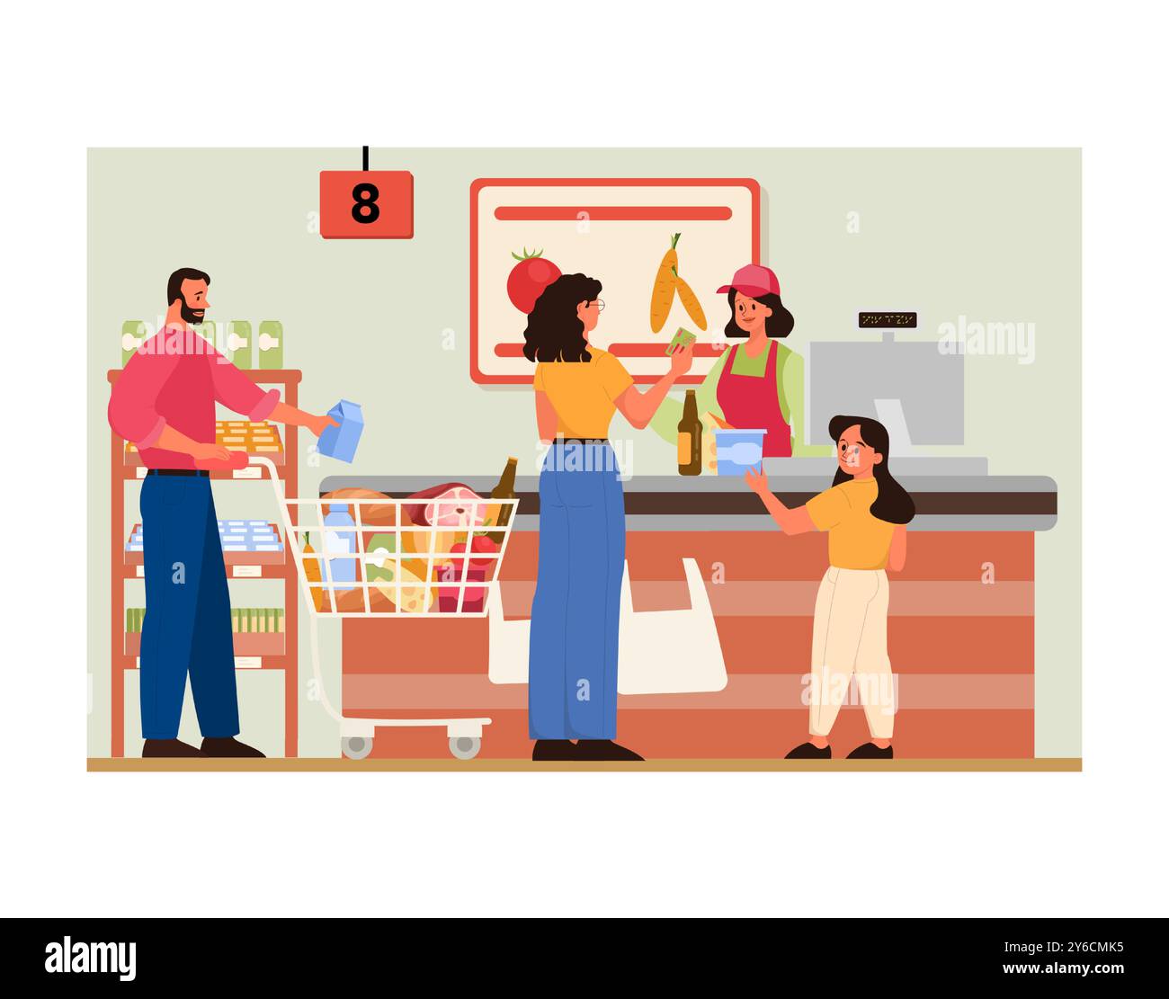 Cashier grocery store dairy Cut Out Stock Images & Pictures - Alamy