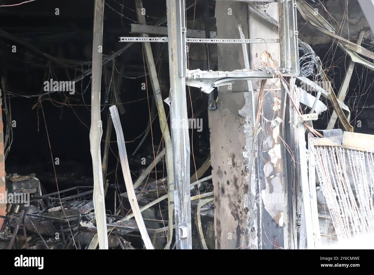 Cologne, Germany. 25th Sep, 2024. View of the destroyed cafe. After an ...
