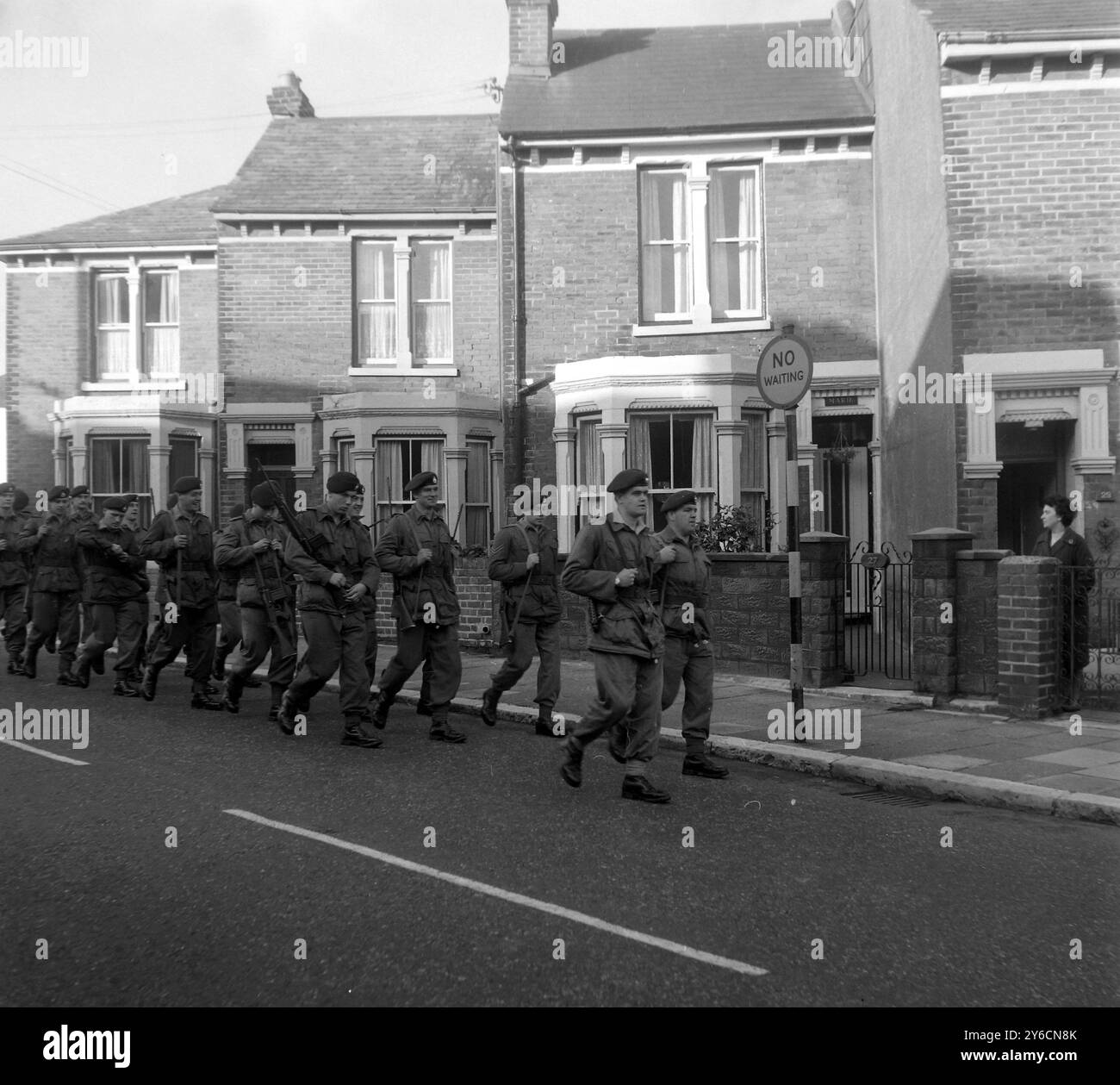 BRITISH ARMY ROYAL MARINES MARCH PAST ON WAY HMS MOHAWK IN PORTSMOUTH ...
