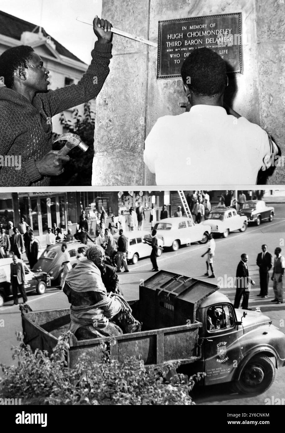 STATUE OF LORD DELAMERE BARON REMOVED IN NAIROBI, KENYA ; 9 NOVEMBER ...