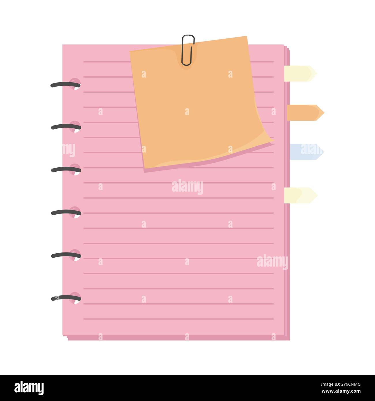 Memo notes, paper for note with clip, postit. Planner notebook page ...