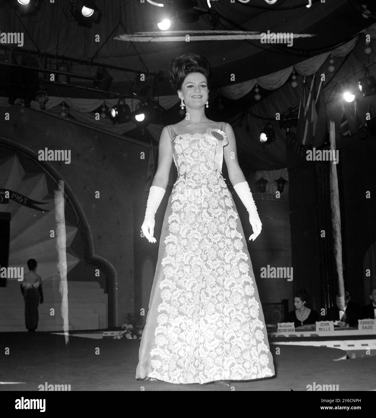 BEAUTY MISS AUSTRIA SONJA RUSS WEARING EVENING GOWN AT BEAUTY CONTEST ...