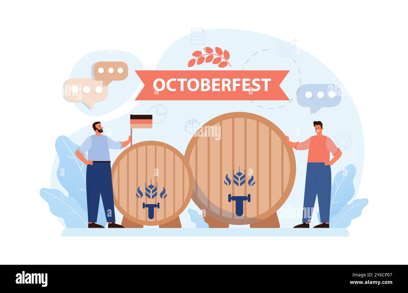 Oktoberfest festival. Cheerful Bavarian people or tourists. Character ...