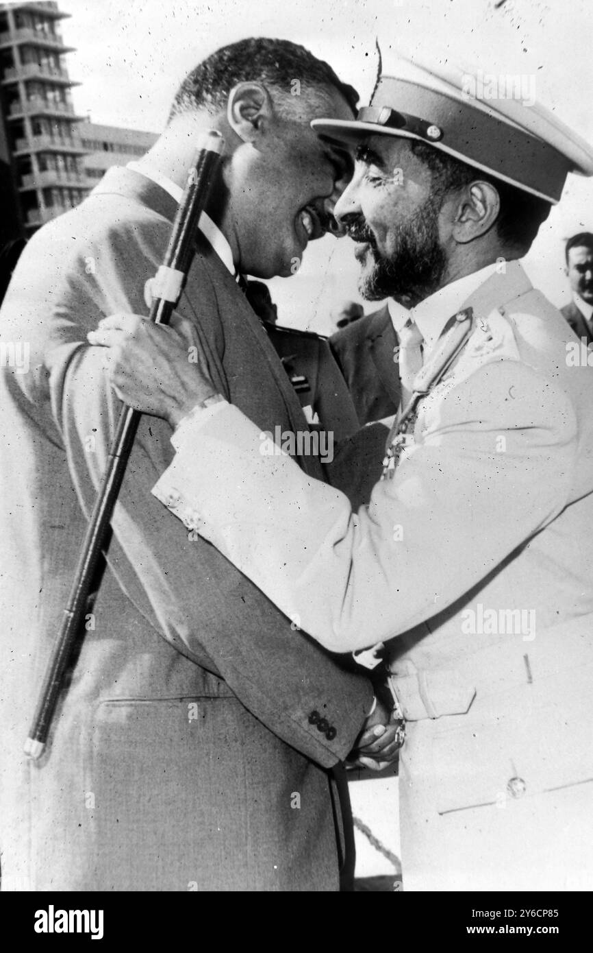 PRESIDENT OF UNITED ARAB REPUBLIC GAMAL ABDUL NASSER WITH ETHIOPIAN ...