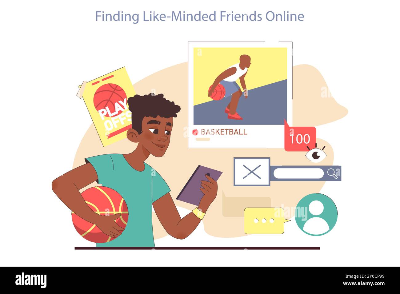 Positive aspect of social networks. Teenage character meeting like ...