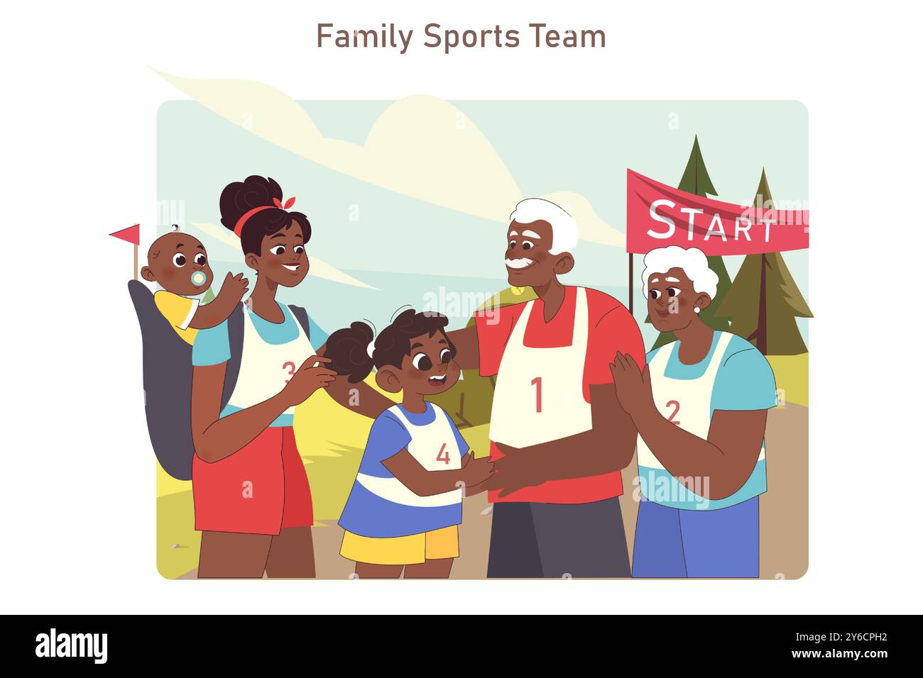 Family sports day. Active parents, grandparents and children team ...