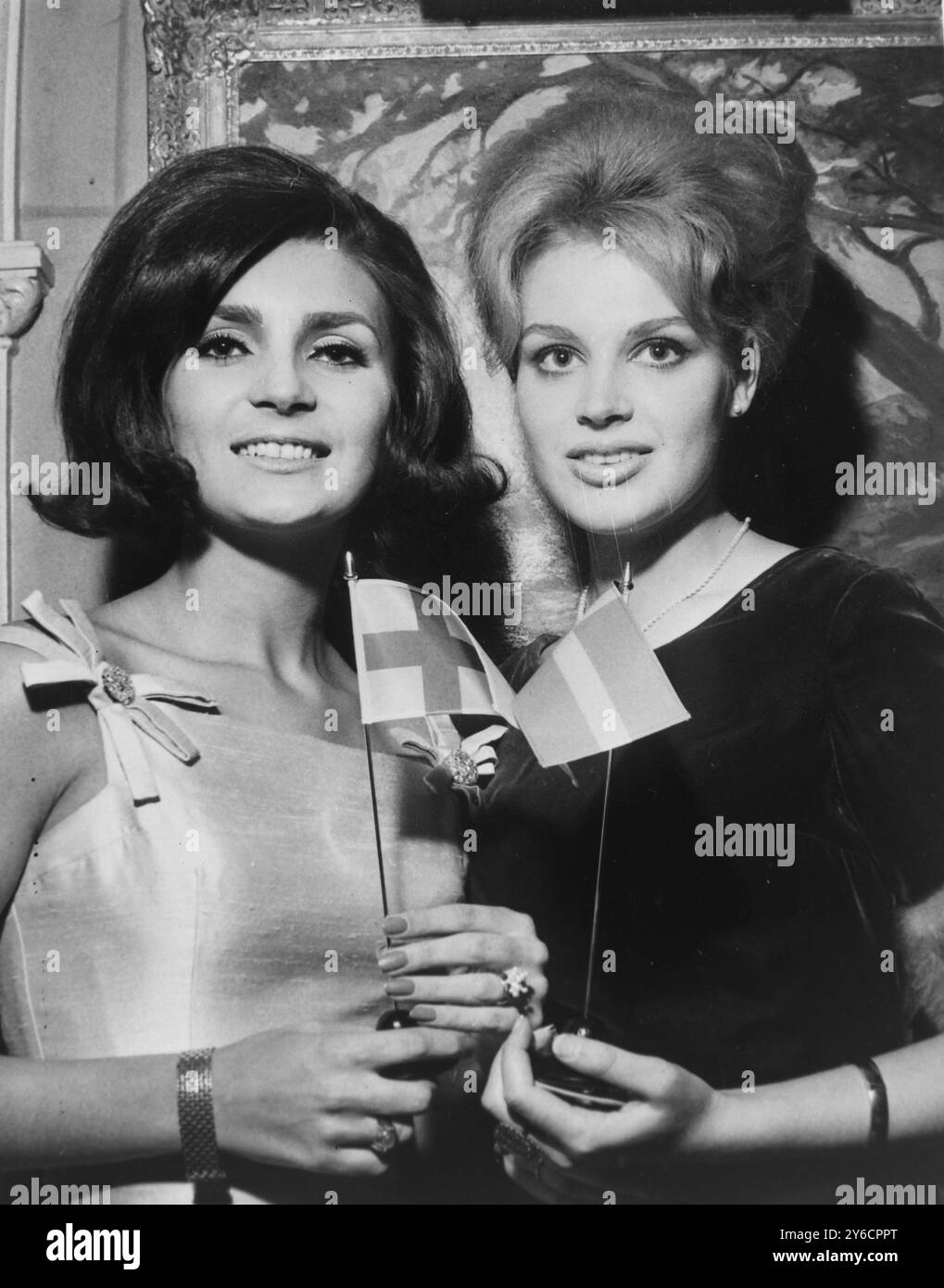 MISS SWEDEN GRETA QVIBERG WITH MISS FINLAND MARJA LIISA STAHLBERG AT ...