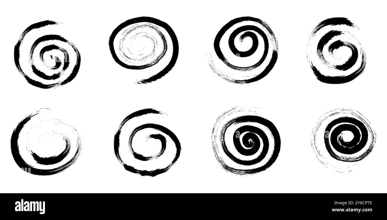 Spiral abstract circle, swirl brush stroke hypnosis psychedelic shape ...