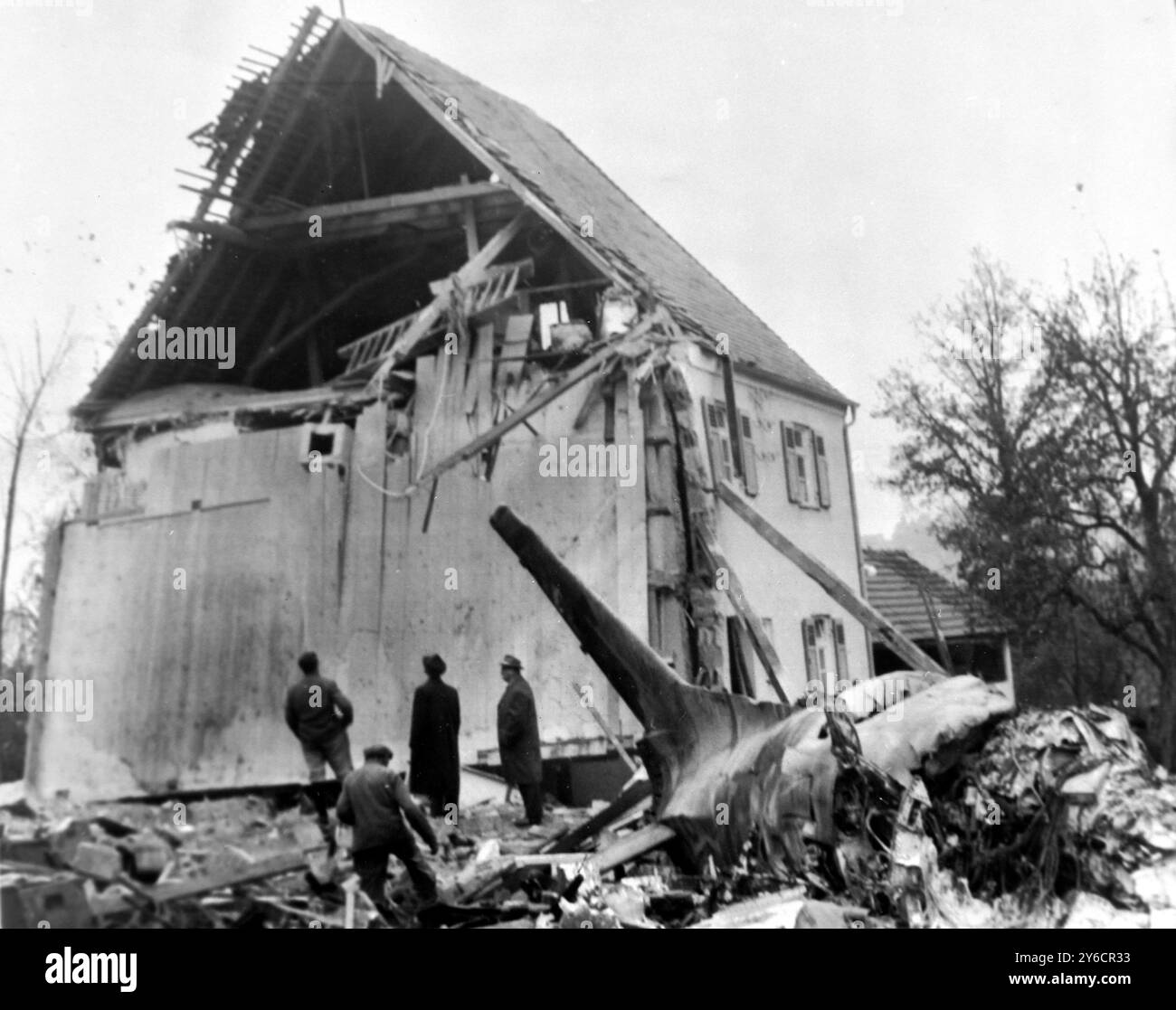 AVIATION WEST GERMAN AIRFORCE F-86 WRECK OF JETFIGHTER IN FRONT OF ...