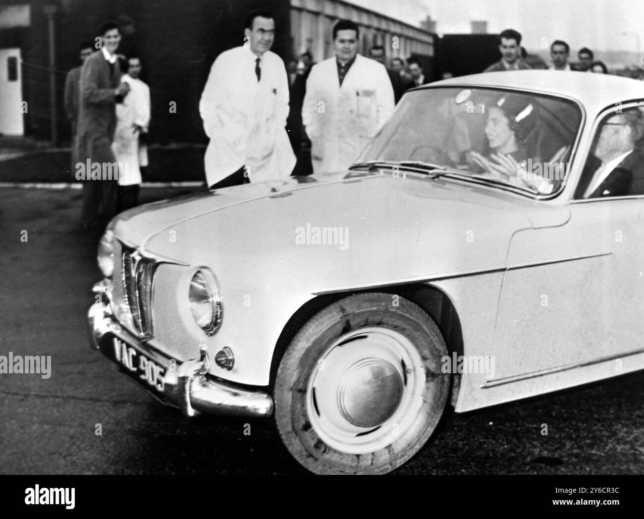 PRINCESS MARGARET ROSE IN A ROVER TURBINE CAR CONTROLS AT ROVER FACTORY ...