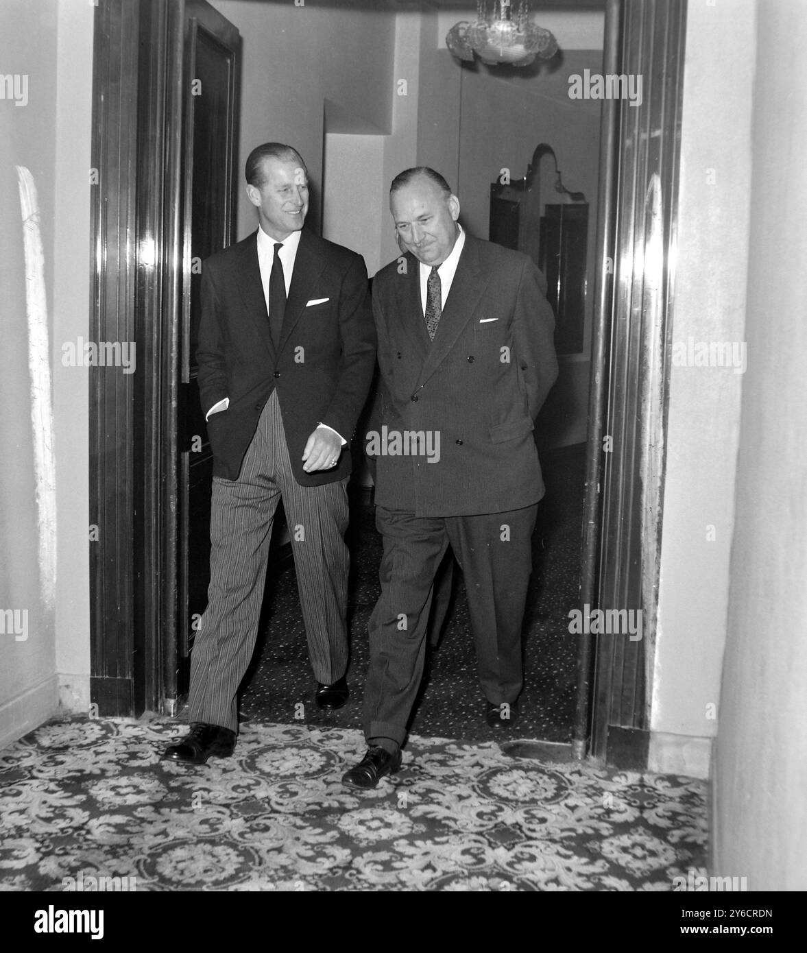 PRINCE PHILIP AND LORD ROBENS LEAVING CAFE ROYAL IN LONDON ; 30 OCTOBER ...