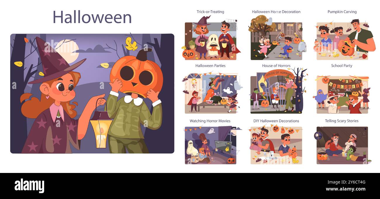 Halloween celebrating. Happy children wearing costume. Friends on a ...